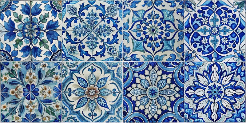 Blue and White Floral Tile Mosaic, Blue Tile , Turkish Tile , Floral ...
