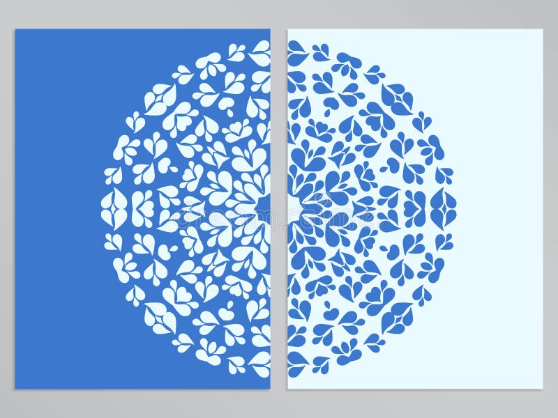 Blue and White Flyer Design with Round Pattern Stock Vector ...