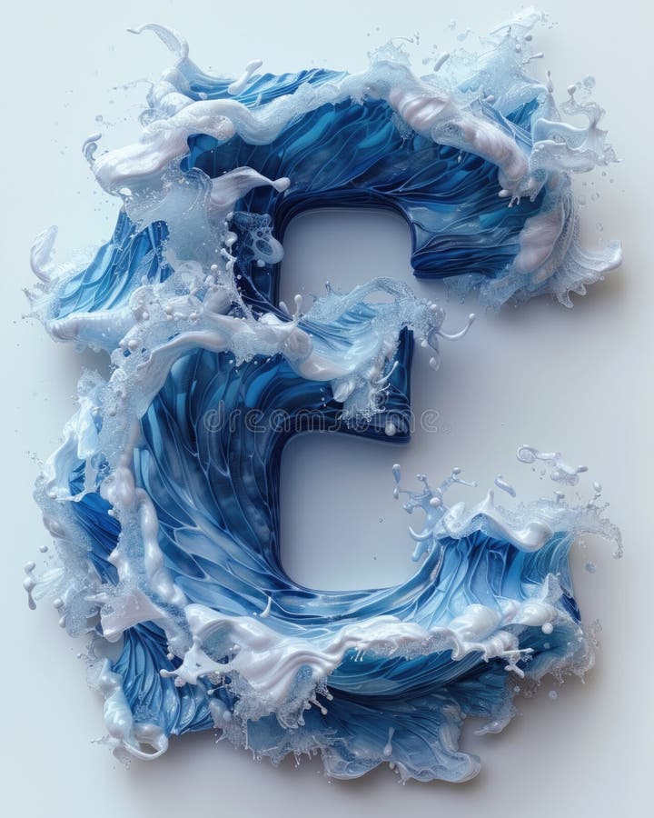 Blue and White Foam Letter Floating on the Ocean. Generative AI. Stock ...