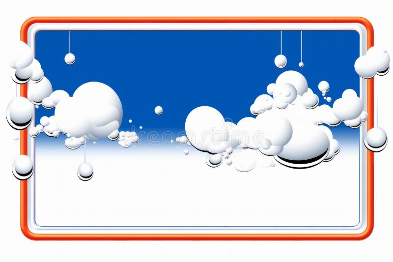 A Blue and White Frame with Bubbles on it Stock Illustration ...
