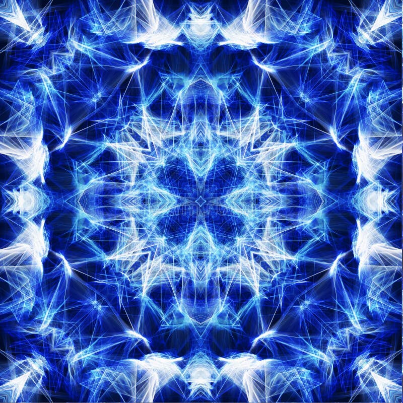 Blue and White Frozen Kaleidoscopic Pattern Stock Illustration ...