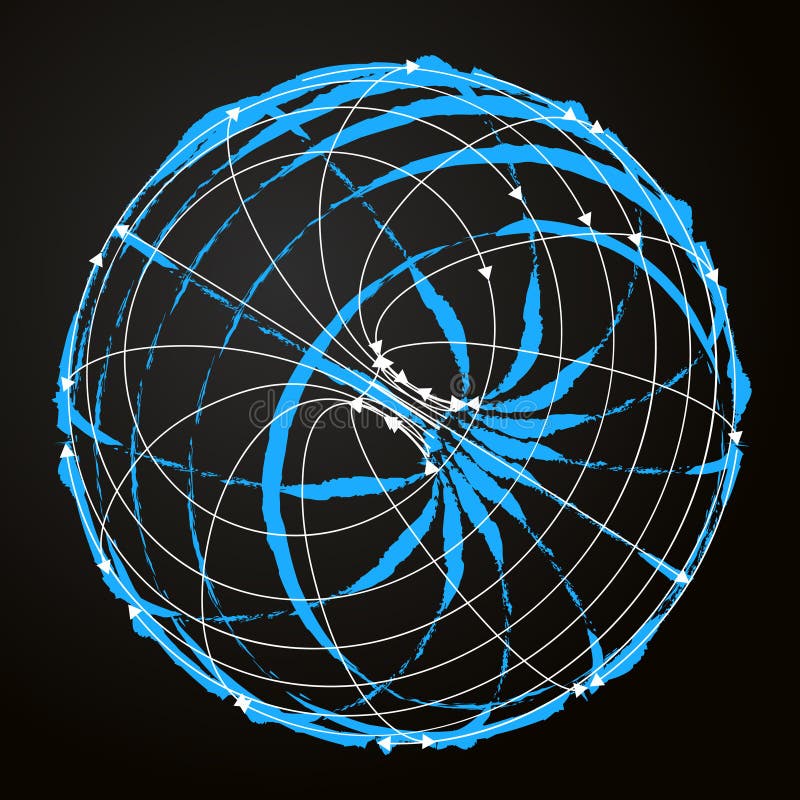 Blue and White Galaxy Sphere Sketch Stock Illustration - Illustration ...