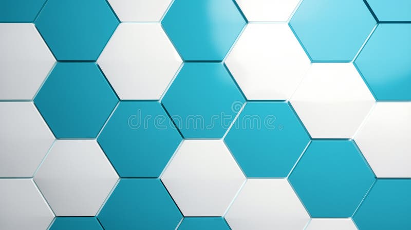 Blue and White Geometric Hexagon Pattern, Modern Honeycomb Design, Wide ...