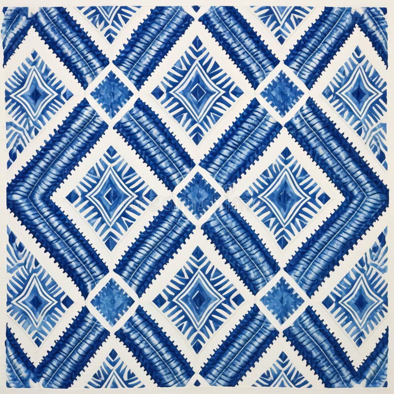 Blue and White Geometric Pattern Rug Inspired by Philip Taaffe Stock ...