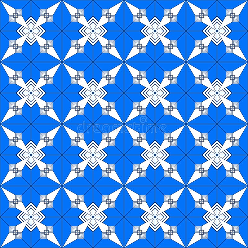 Blue White Geometric Polygonal Seamless Pattern. Mosaic Tile Ornament ...