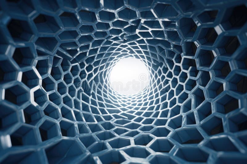 A Blue and White Geometric Shape with a Light Source in the Center ...