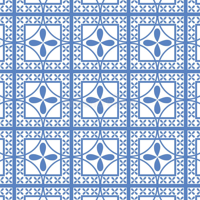 Blue and White Geometric Shapes and Seamless Pattern Design. Stock ...