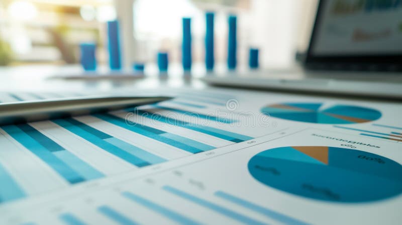 A Blue and White Graph with a Pen on Top of it Stock Illustration ...