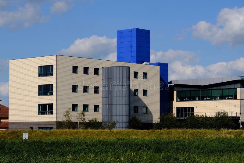 Blue, White and Grey Modern Building Stock Image - Image of blue ...