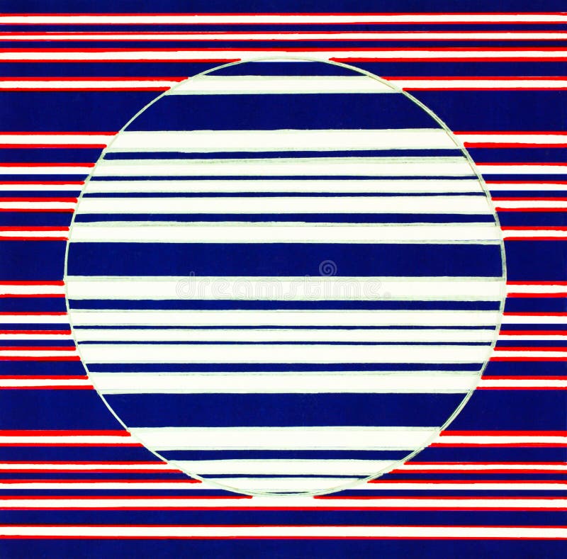 A Blue and White Horizontal Lines in a Circle with Blue, Red White ...
