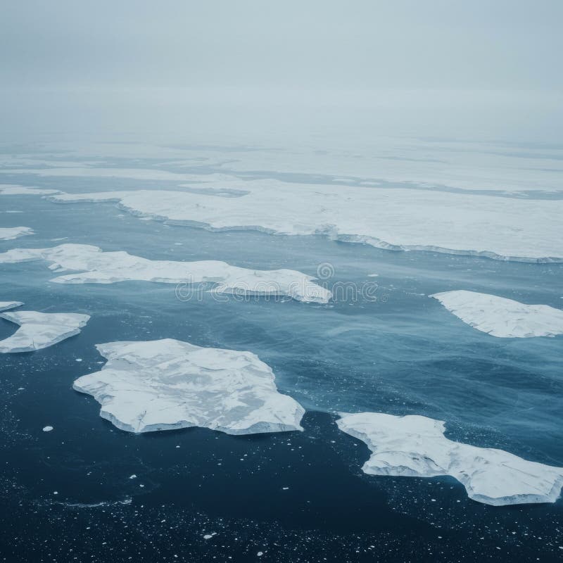 Blue and White Ice Floes on Dark Water Stock Illustration ...