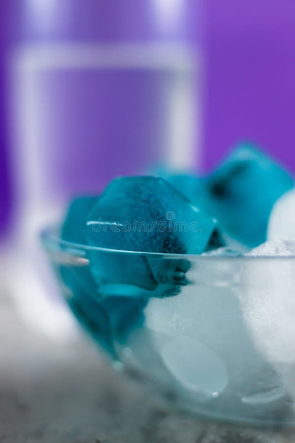 Blue and White Ice Lie in a Transparent Plate Stock Photo - Image of ...
