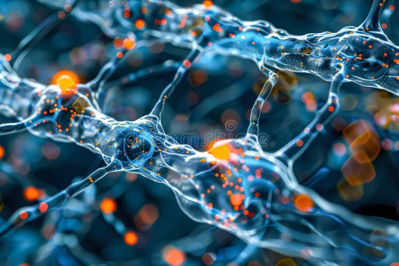 Blue and White Image of a Complex Molecular Structure. Stock ...