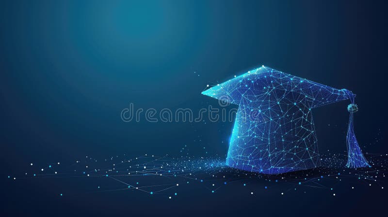 A Blue and White Image of a Graduation Cap with a White Star on it ...