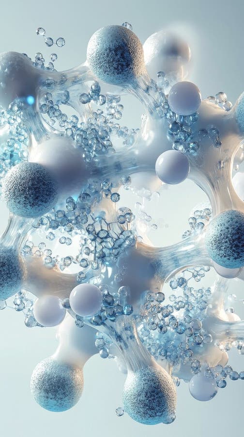 A Blue and White Image of a Molecule with Many Small Spheres Stock ...