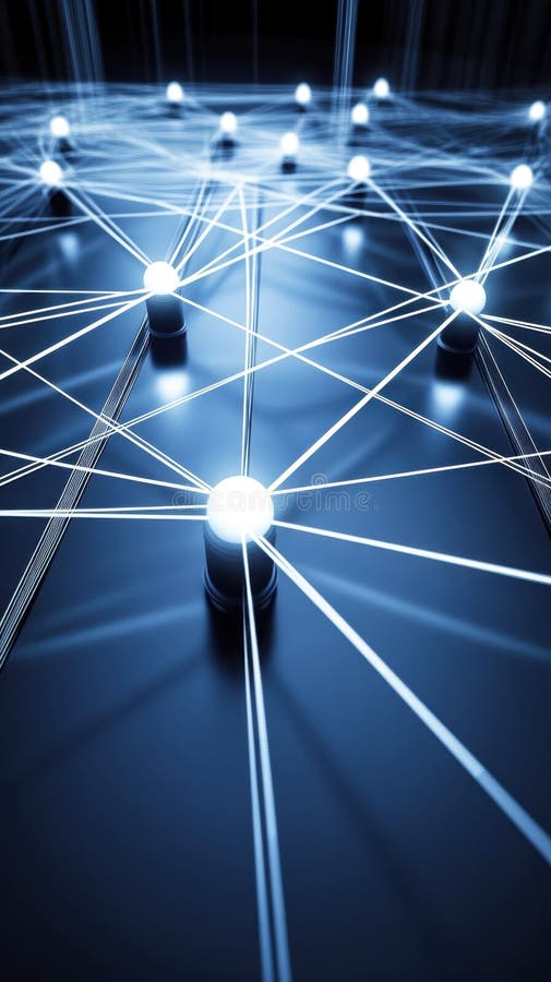 A Blue and White Image of a Network of Lights Stock Photo - Image of ...