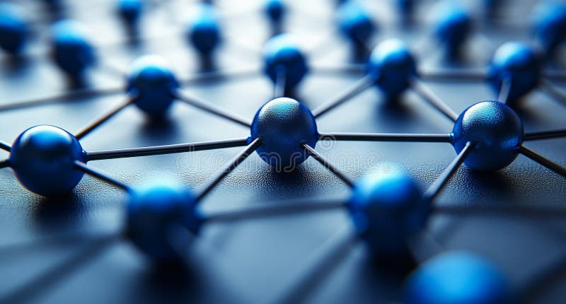 A Blue and White Image of a Network of Blue Spheres Stock Photo - Image ...