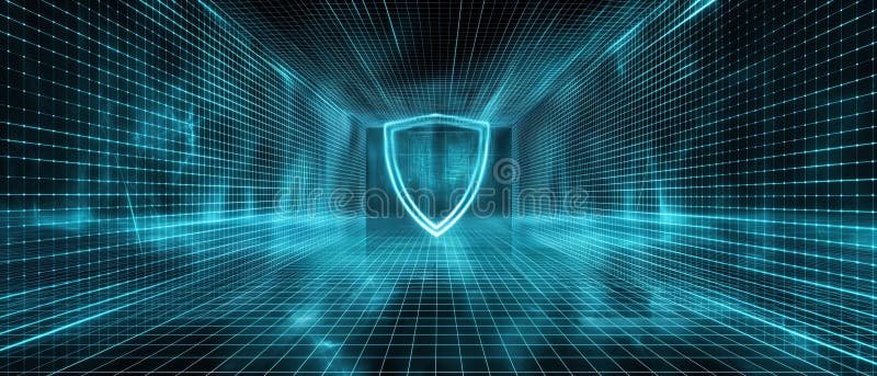 A Blue and White Image of a Shield with a Blue Background. Digital ...