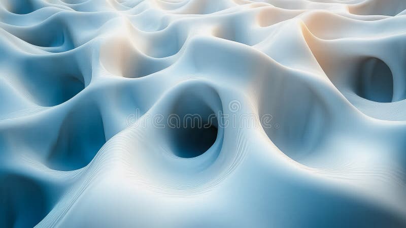 A Blue and White Image of a Wave with a Hole in the Middle Stock ...