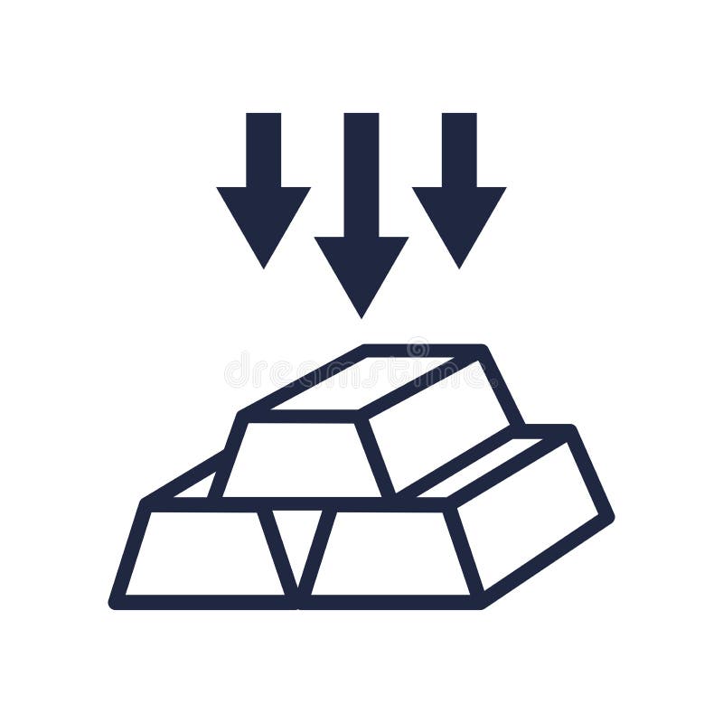 Blue and White Isolate Gold Price Drop Business Financail Flat Icon ...