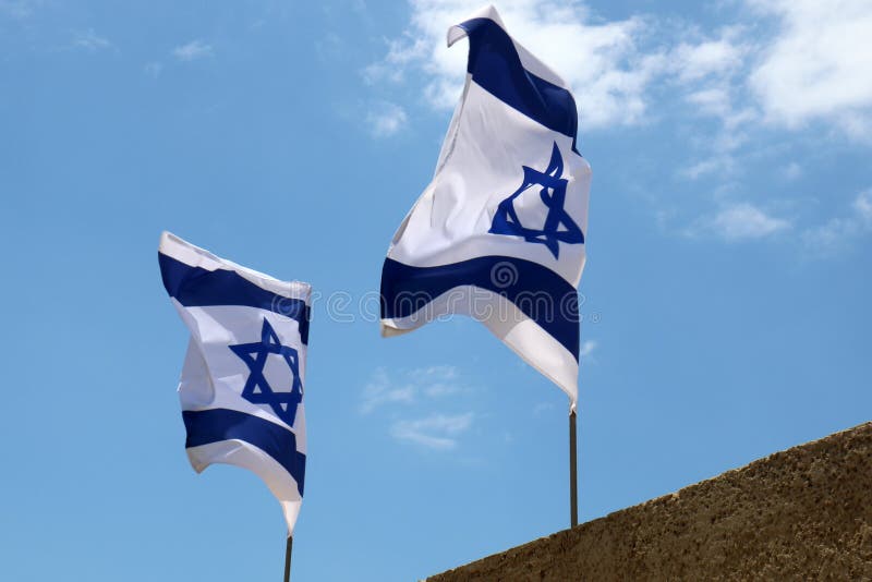 Blue - white Israeli flag stock photo. Image of blue - 114932414