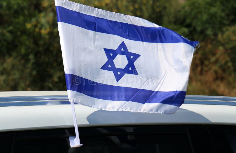 Blue - white Israeli flag stock photo. Image of independence - 114932518