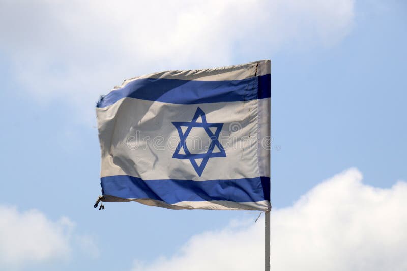 Blue - white Israeli flag stock photo. Image of develops - 114932546