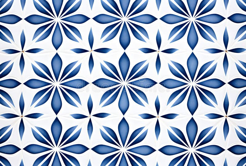 Blue and White Japanese Floral Tile Pattern Stock Illustration ...