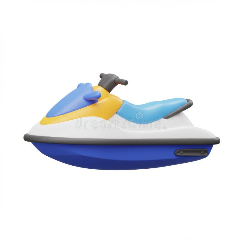 Blue and White Jet Ski 3D Render Stock Illustration - Illustration of ...