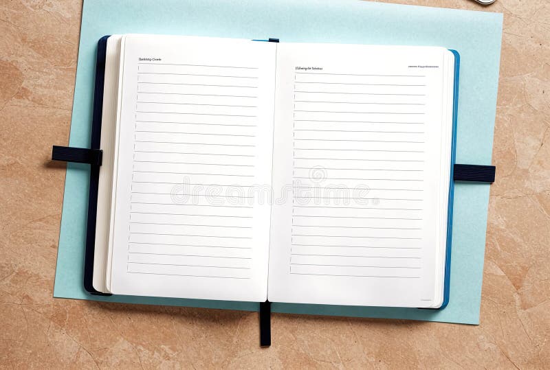 A Blue and White Journal with a Blue Cover and Black Binding Stock ...