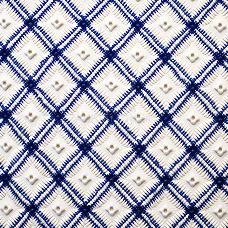 Blue and White Knit Fabric with Large Knit Diamonds Stock Image - Image ...