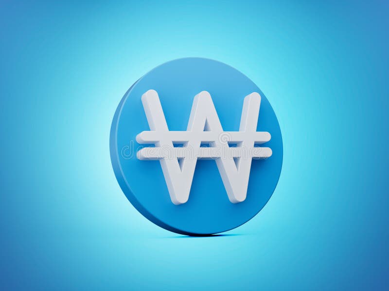 Blue and White Korean Icon, Coin Won 3d Illustration Stock Illustration ...