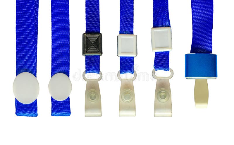 A Blue and White Lanyard with a White Button on it Stock Photo - Image ...