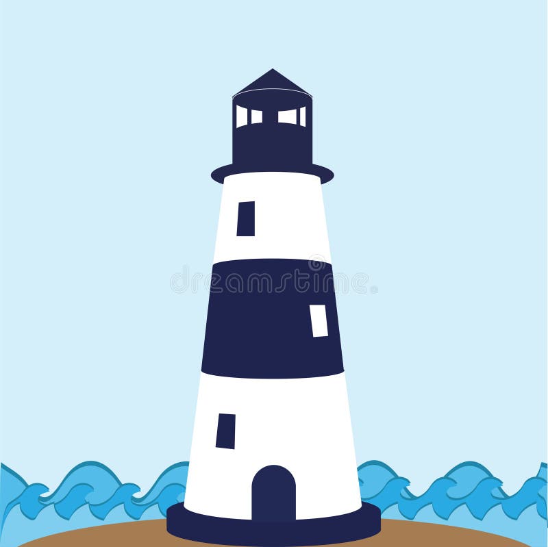 Blue and White Lighthouse Building Stock Vector - Illustration of ...