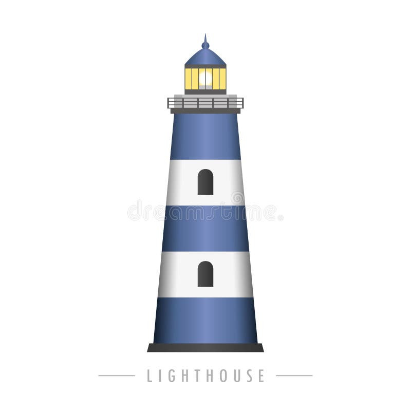 Blue Lighthouse by the Ocean Landscape at Night Stock Vector ...