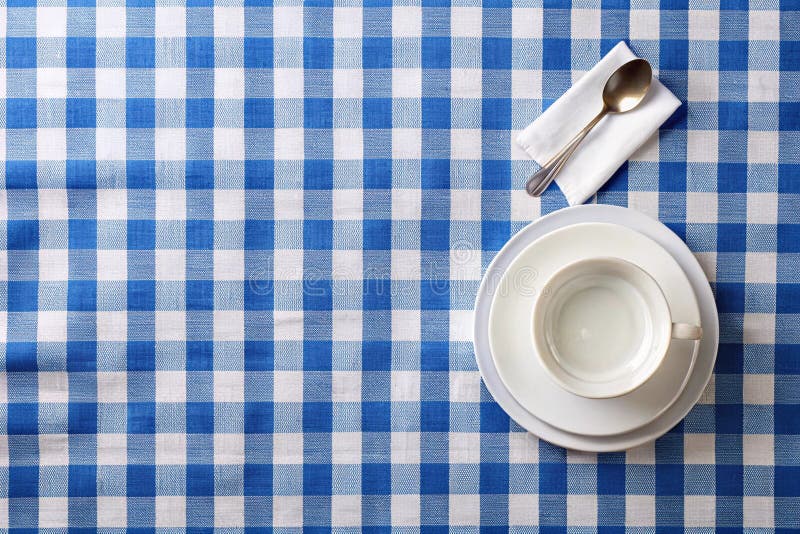 Blue and White Linen Tablecloth Top View Stock Illustration ...