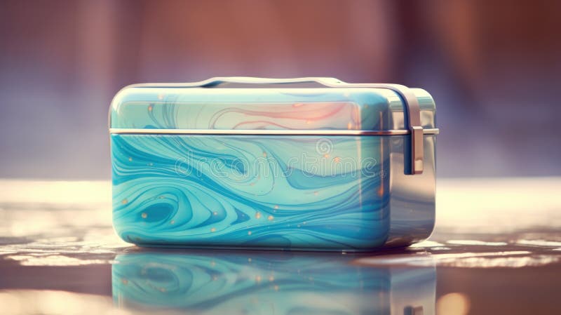 A Blue and White Lunch Box with a Marble Design, AI Stock Illustration ...