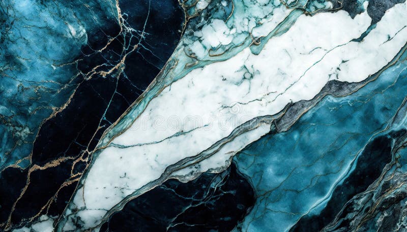 Blue and White Marble with Golden Veins Background. Generative AI Stock ...