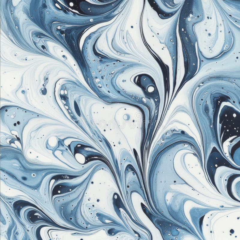 Blue and White Marble Swirl Pattern with Fluid Abstract Design Stock ...
