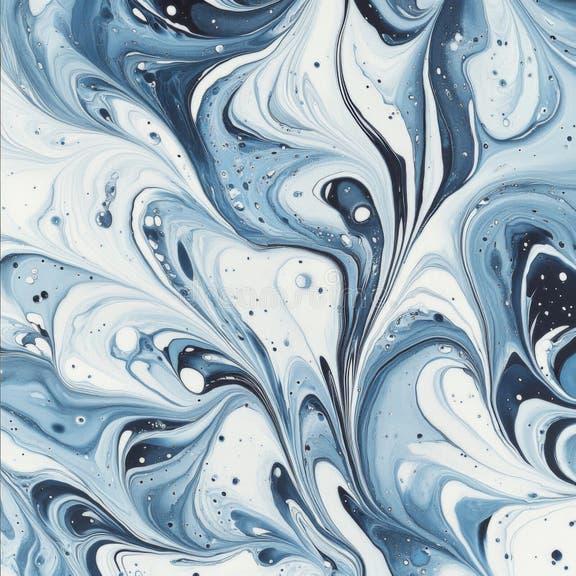 Blue and White Marble Swirl Pattern with Fluid Abstract Design Stock ...