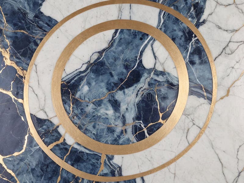 A Blue and White Marble Texture with a Gold Circle in the Middle ...