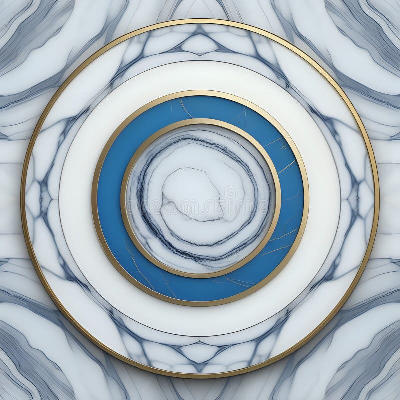 A Blue and White Marble Texture with a Gold Circle in the Middle ...