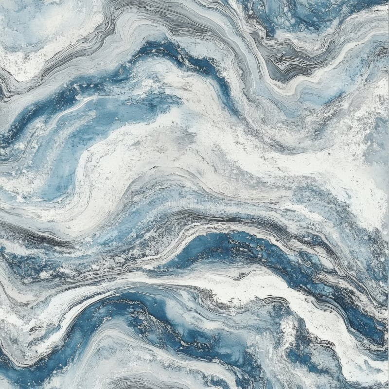 Blue and White Marble Texture with Wavy Abstract Pattern Stock Image ...