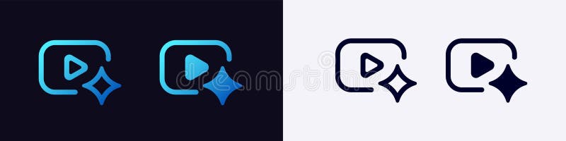 Blue and White Media Icons with Play Button and Sparkle Symbols in ...