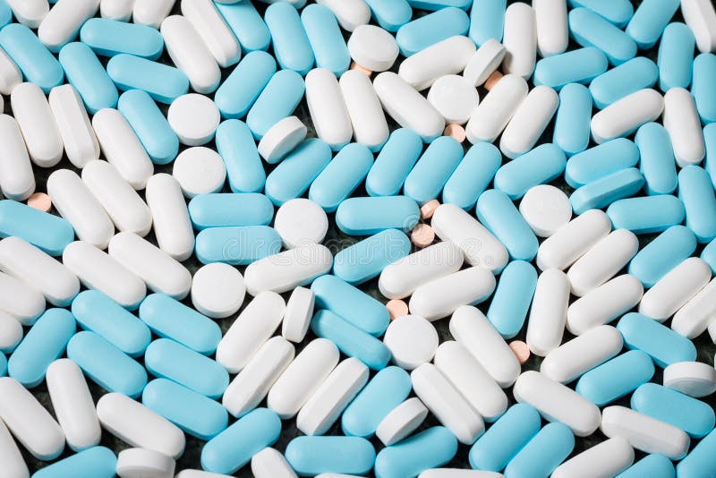 Blue and White Medication stock image. Image of peach - 66204917
