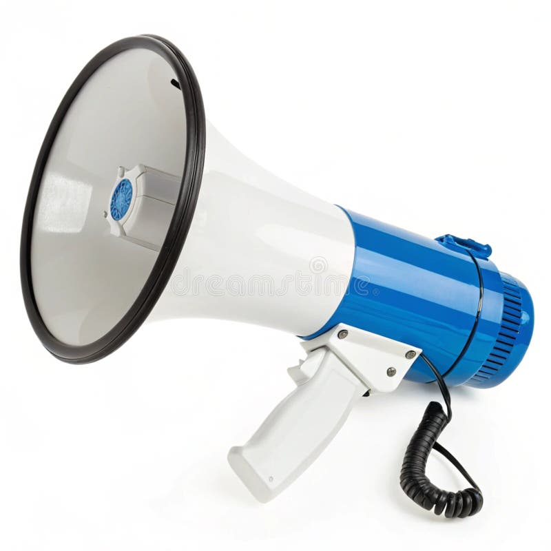 Blue and white megaphone stock illustration. Illustration of megaphone ...