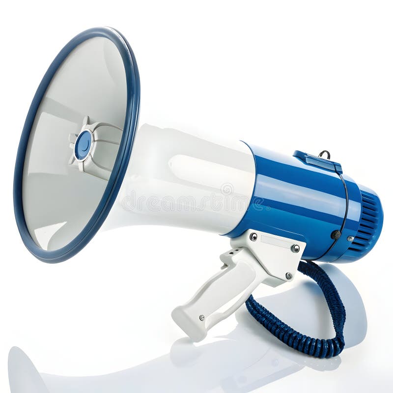 Blue and White Megaphone Isolated on White Background Stock ...