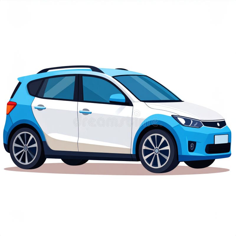 Blue and White Modern Compact SUV Illustration Stock Illustration ...