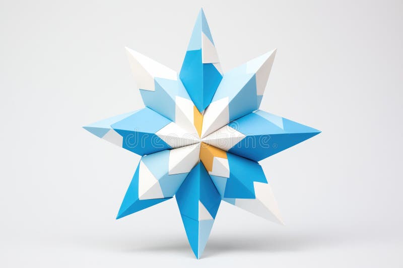 Blue and White Modular Origami Star on a Light Background Stock Photo ...