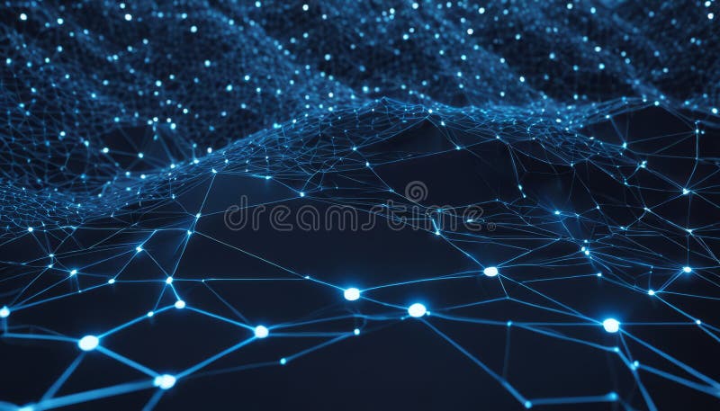 A Blue and White Network of Interconnected Nodes Stock Illustration ...